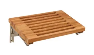 Teak Wall Mounted Fold Down Shower Bench with Slats