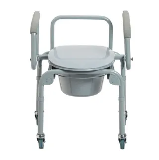 Drive Medical Steel Wheeled Commode w/ Drop-Arms