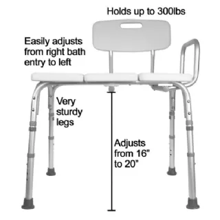 Carex Bathtub Transfer Bench with Back and Arm Rests Features Height ...