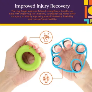 15-Piece Hand Therapy & Grip Strength Recovery Kit for Dexterity and ...