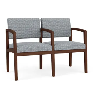 Upholstered Chair with 2 Seats and Arms for Waiting Rooms with Wooden ...