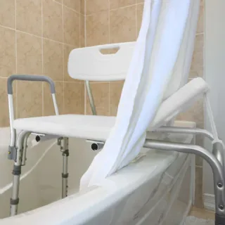 MOBB Bathtub Transfer Bench with Curtain Guard - Features Backrest and ...