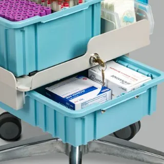 Clinton Store & Go Mobile Phlebotomy Cart with Locking Tray Brackets