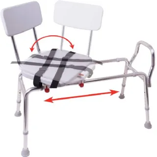 Sliding Transfer Bench with Swivel Seat and Back for Easy Tub Transfers