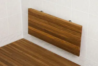 Teak Wall Mount Fold Down Shower Bench - FREE Shipping