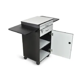 AV Presentation Cart with Locking Cabinet and Rolling Casters