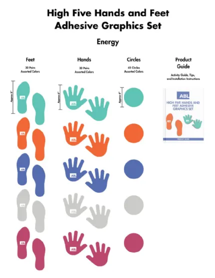 High Five Hands and Feet Adhesive Stickers for Classrooms and Hallways