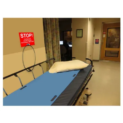 MRI Stop Sign with Tether and Lock System for Medical Safety