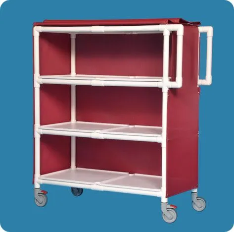 Jumbo Rolling Linen Carts with Mesh Cover and Removable Shelves