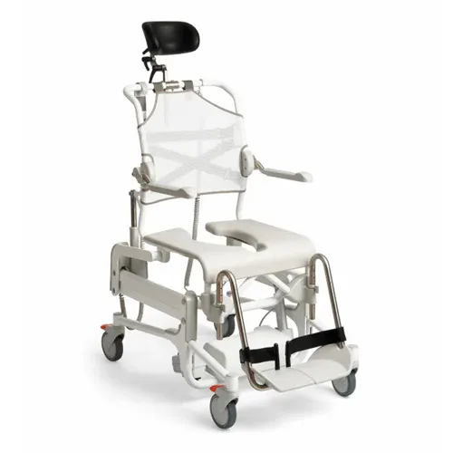 Mobile Shower Commode Chair with Adjustable Height and 350 Pound Weight ...