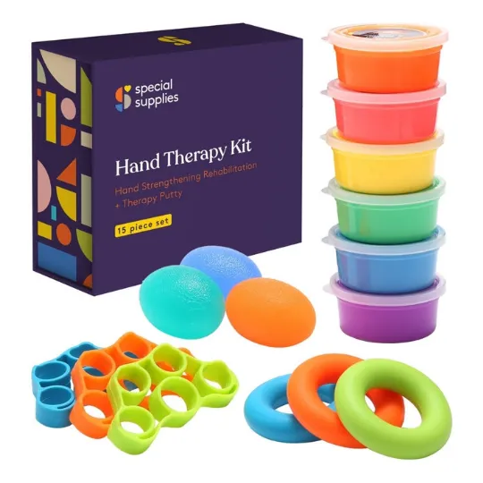 15-Piece Hand Therapy & Grip Strength Recovery Kit for Dexterity and ...