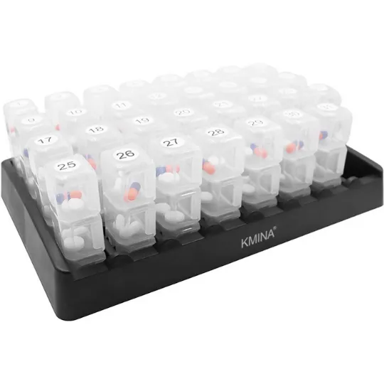 Monthly Pill Organizer with 31 Compartments for 2 to 4 Doses per Day