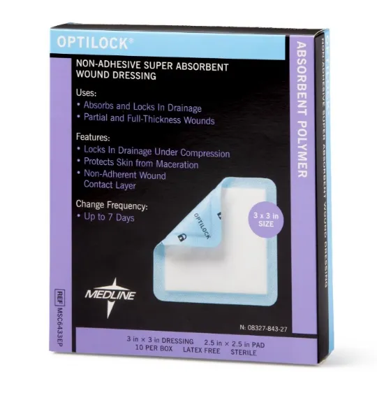 Super Absorbent Wound Dressing Nonadhesive | Optilock Dressings by Medline