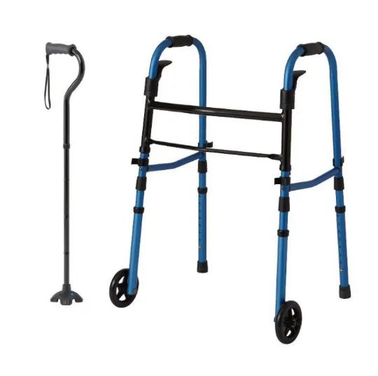 Folding Walker and Offset Handle Cane Kit for Caregivers | Walk Steady ...