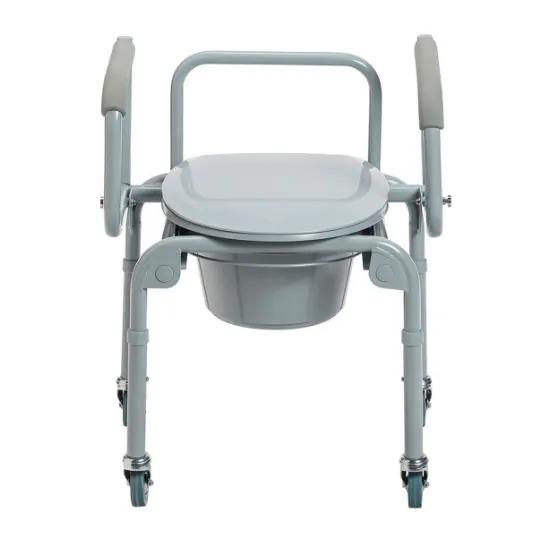 Drive Medical Steel Wheeled Commode w/ Drop-Arms