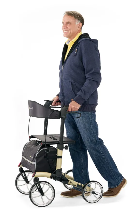 Lightweight Rollator with Seat - Compact Foldable Rolling Walker with ...