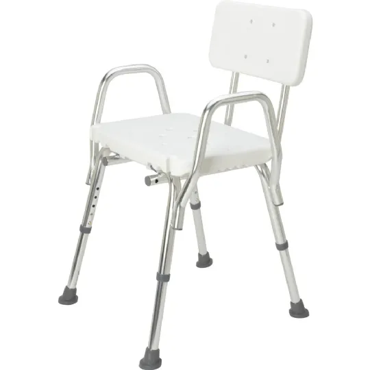 Heavy-Duty Adjustable Shower Chair with Arms and Removable Backrest ...