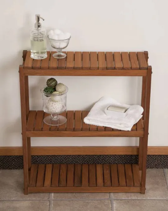 TeakWorks4U 3-Tier Teak Bathroom Shelves