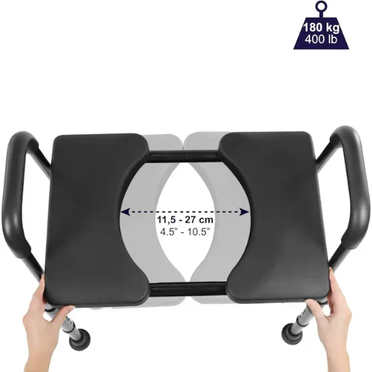 Raised Toilet Seat with Handles - Commode Over Toilet by KMINA