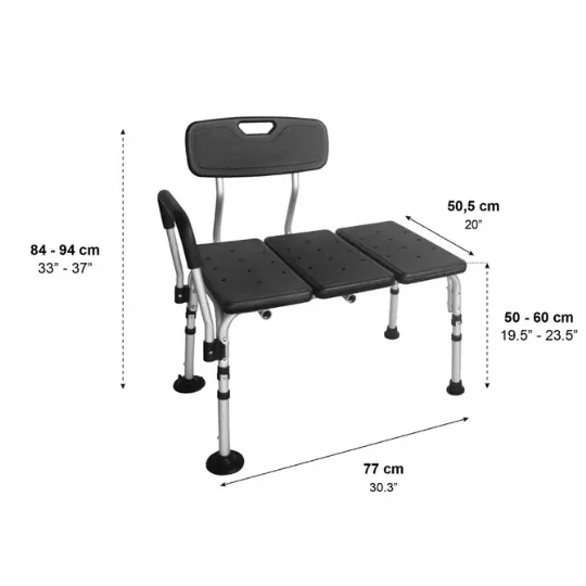 Tub Transfer Bench with Adjustable Height and 220 Lbs. Capacity by PEPE ...