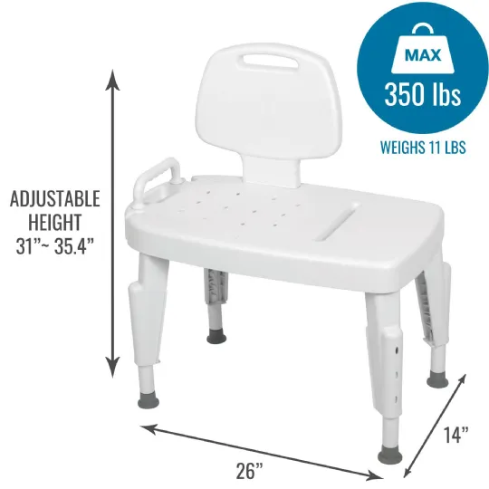Tool-Free Adjustable Height Transfer Bench for Safe Bathing and ...