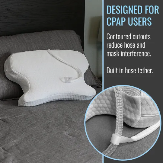 CPAP Pillow with Memory Foam | Adjustable Height and Contoured Design ...