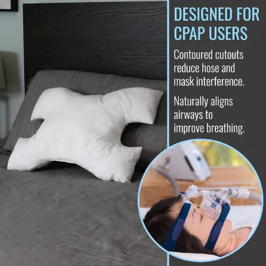CPAP Pillow with Contoured Cutouts for Mask and Hose Comfort ...