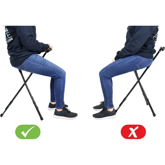 Adjustable Folding Walking Cane with Seat | Carbon Fiber or Aluminum