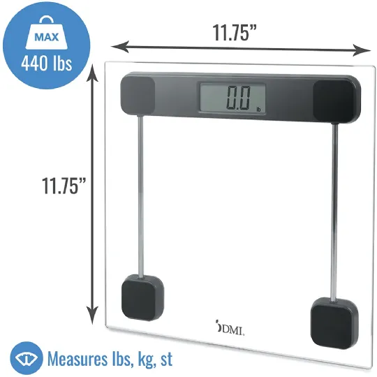 Digital Floor Scale with Large LCD Display and 440 Pounds Capacity