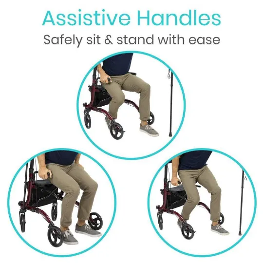 Upright Rollator / Rollator Walker with Seat and Forearm Supports