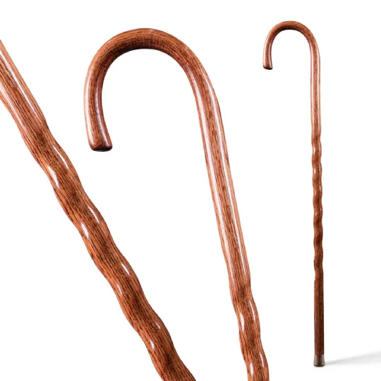 Brazos Wooden Walking Cane for Seniors and Mobility Support with Crook ...