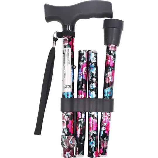 Folding Cane for Travel with Adjustable Height Aluminum Shaft by PEPE
