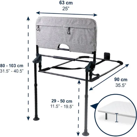 Bed Assist Rail with Legs, Adjustable and Folding with Storage Pockets ...
