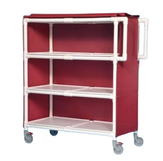 Jumbo Rolling Linen Carts with Mesh Cover and Removable Shelves
