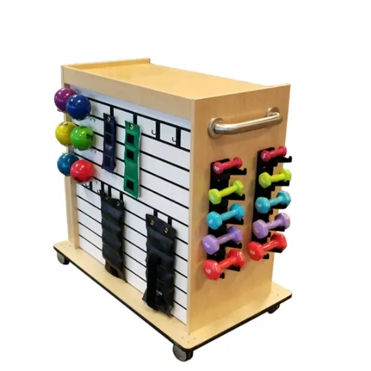 Multi-Purpose Exercise Equipment Cart With Large Cabinet and Upright ...