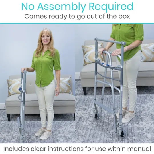 Adjustable Stand Assist Walker with Ergonomic Support and Mobility Wheels