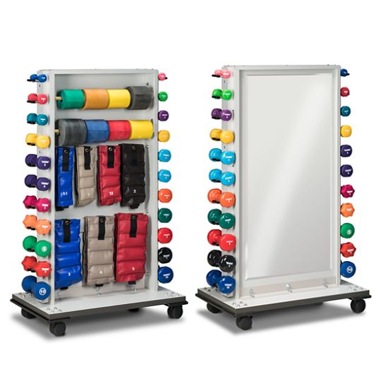Mobile Gym Equipment Storage Rac with Frameless Mirror